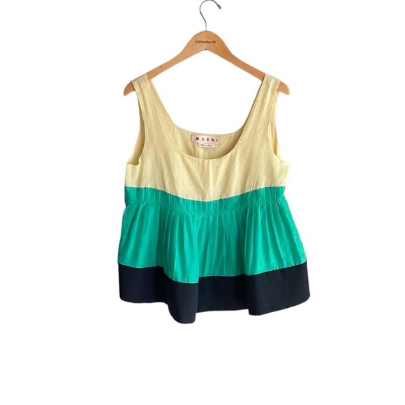 Marni | Tops | Marni Color Block Silk Pleated Top | Poshmark